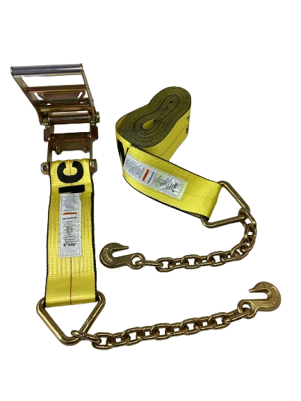 4" X 40' Ratchet Strap Assembly with Chain – Everything Tie Down