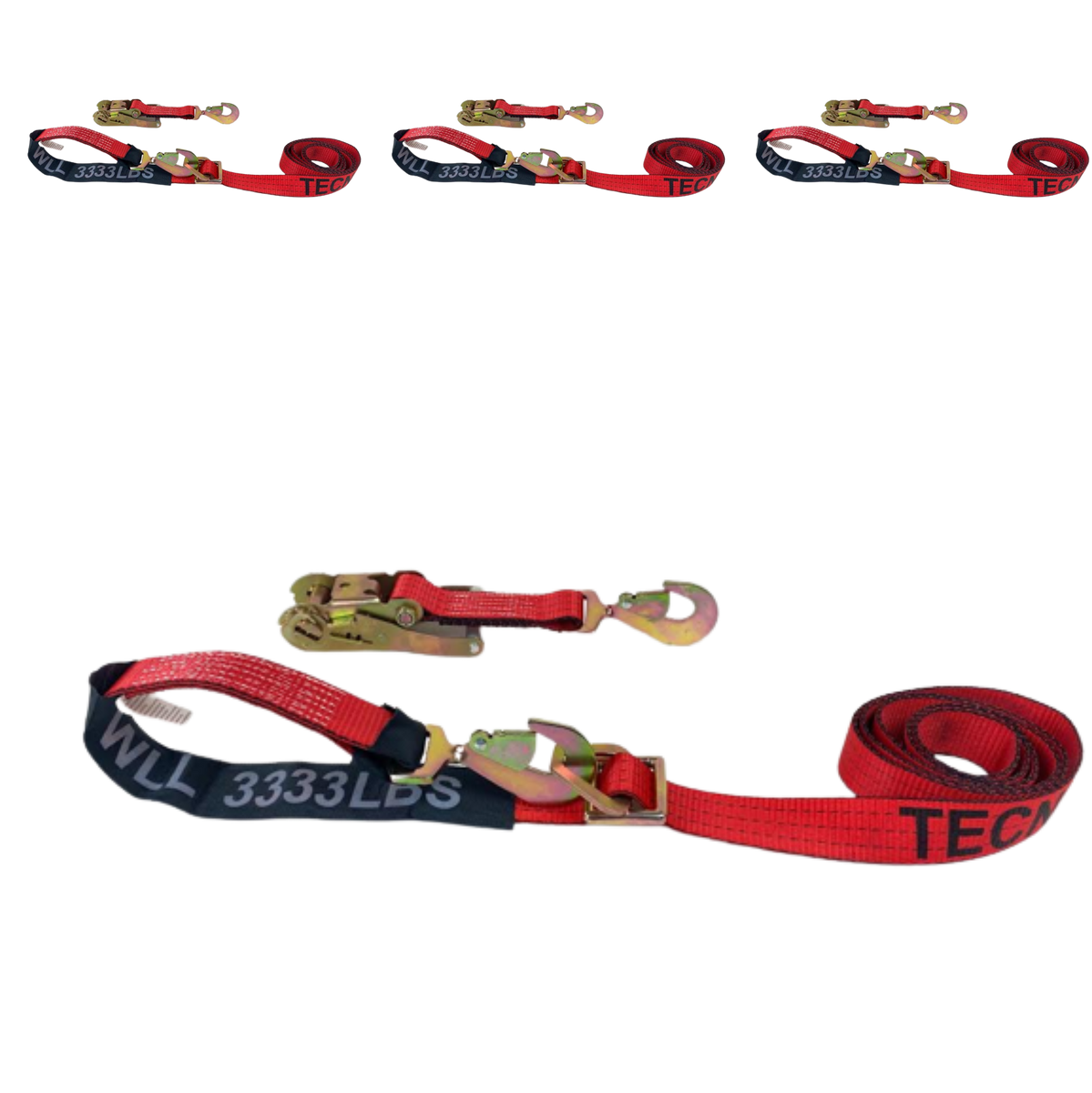 2" x 10' Red Tecnic Twisted Snap Hook Combo Axle Strap (4 PACK ...