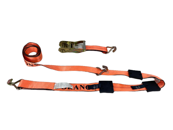 2" x 11' Big Orange Wheel Strap with 3 Rubber Tread Grabs (Wire Hook ...