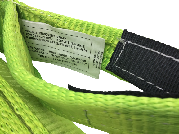 3" x 20' Recovery Strap Hi-Viz Green – Everything Tie Down