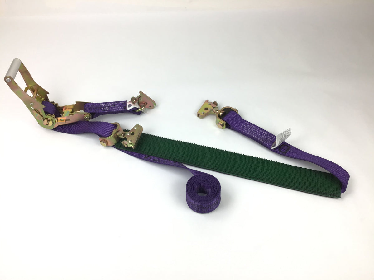 2" x 11' DIAMOND WEAVE 3 POINT Wheel Strap with 2' Low Profile Grip Sl ...