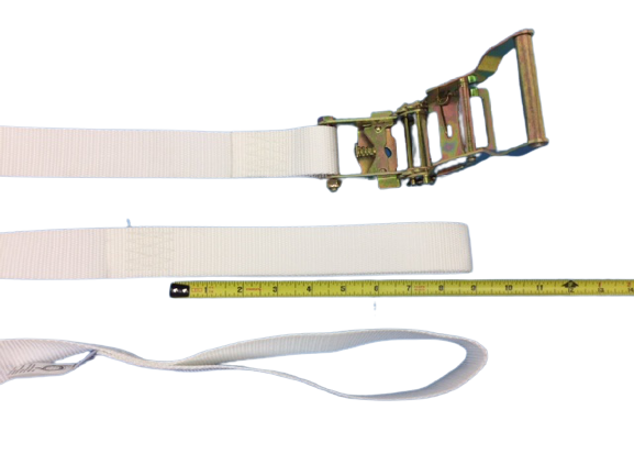 2" x 15' White Tent Ratchet Straps with Sewn Loops – Everything Tie Down