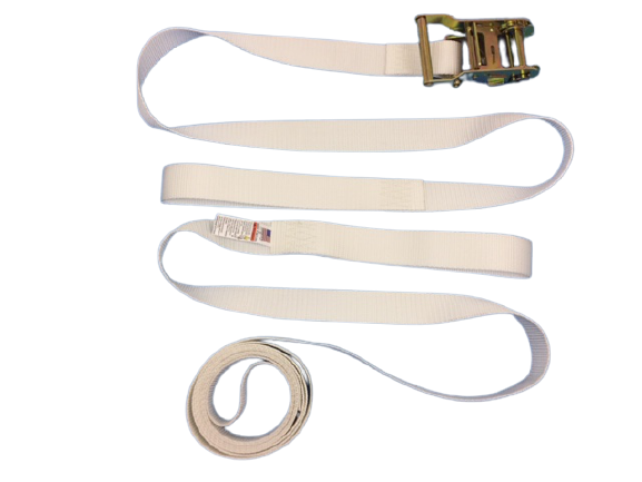 2" x 15' White Tent Ratchet Straps with Sewn Loops (8 PACK ...