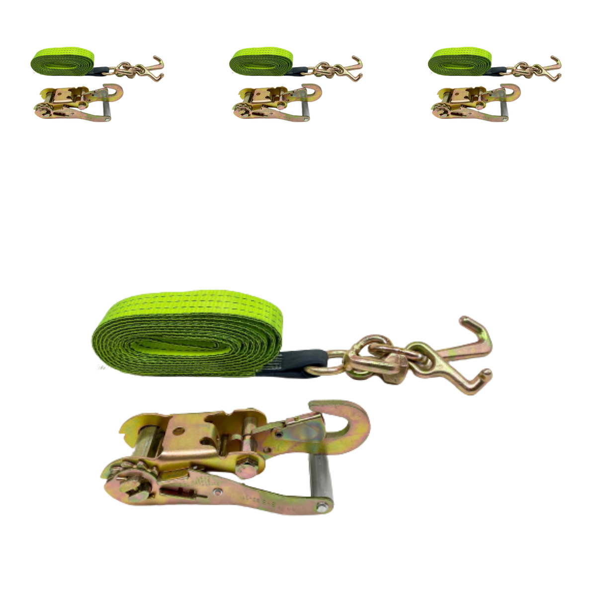 2" x 12' Strap with RTJ Cluster Hooks with Snap Hook Ratchets | Pack o ...