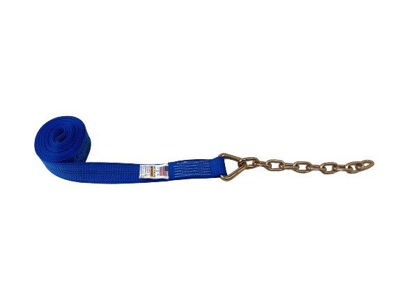 2" x 18' Foot Diamond Weave Strap with 12 inch 5/16 G70 Chain Tail ...