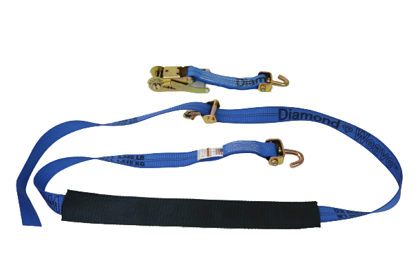 2" x 11' DIAMOND WEAVE 3 Point Ratchet Wheel Strap with 2' Low Profile ...